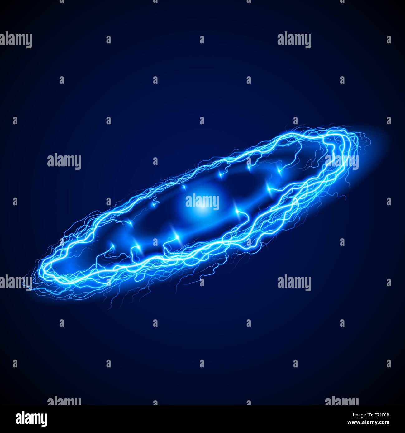 Powerful ring lightening in blue hues on dark background with sparkle ...