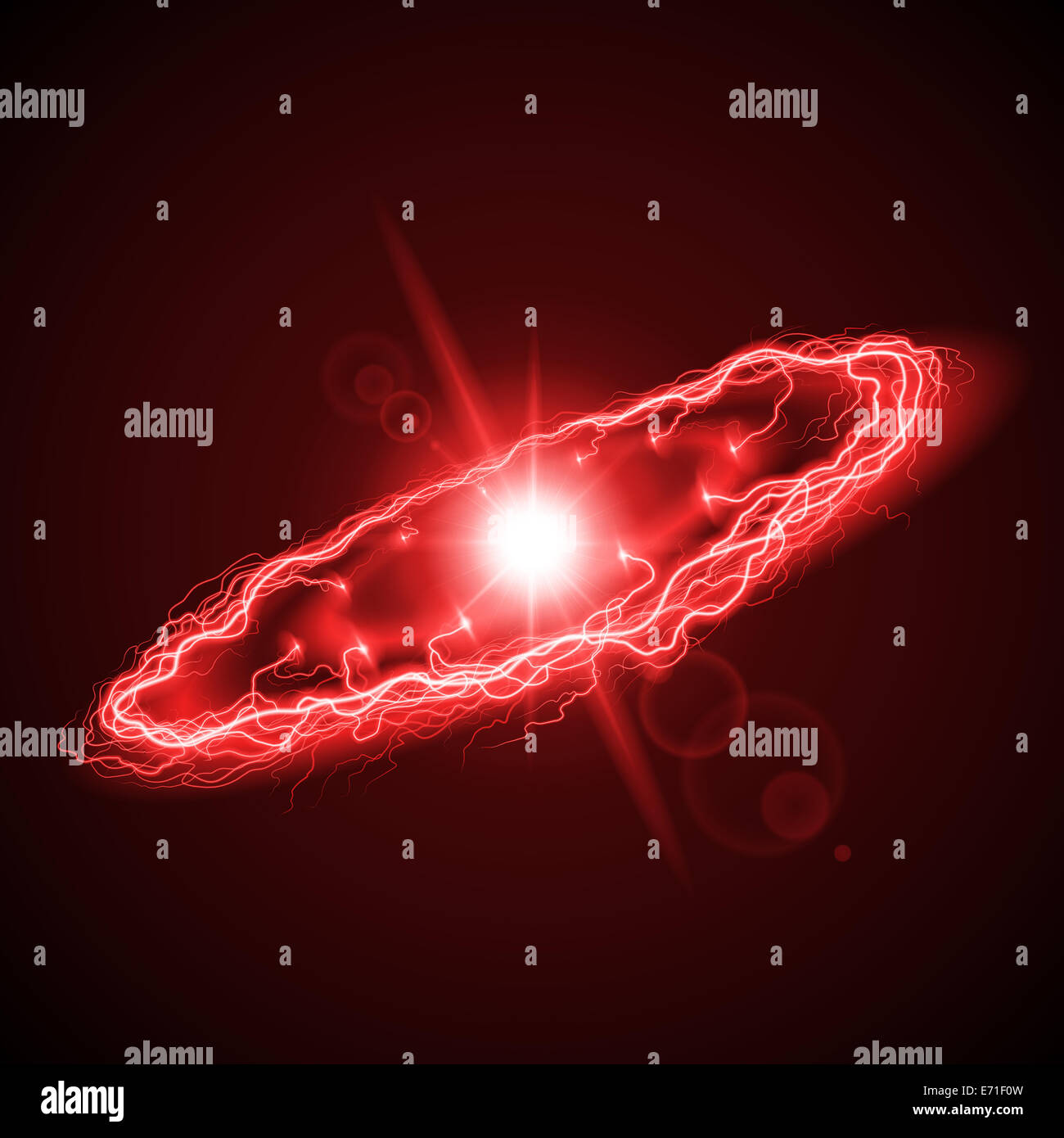 Powerful ring lightening in red hues on dark background with bright ...