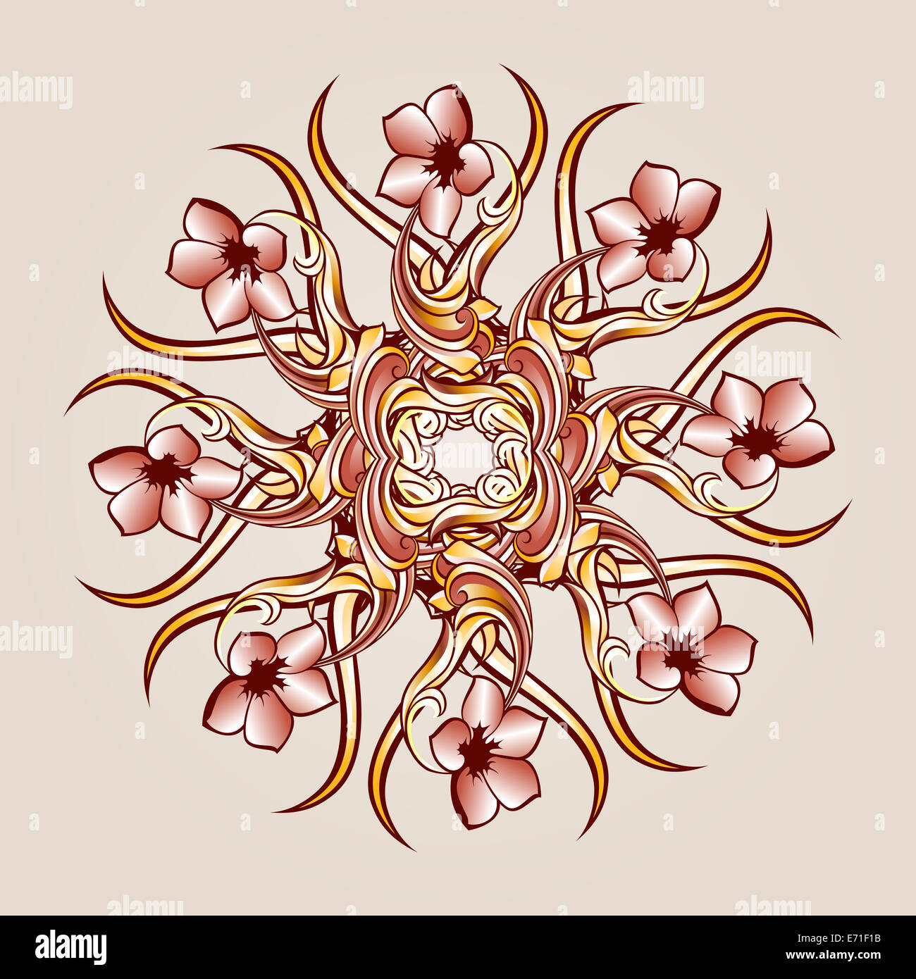 Flower element of henna on beige background Stock Photo - Alamy