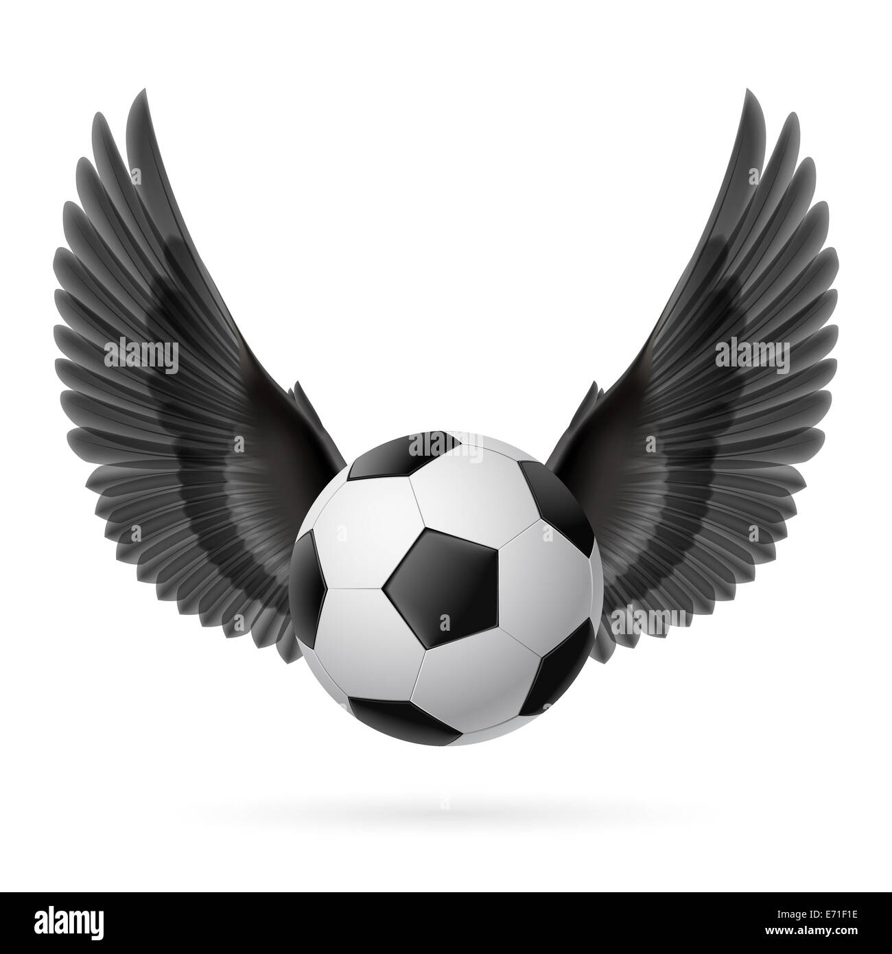 Realistic soccer ball emblem with black wings Stock Photo - Alamy