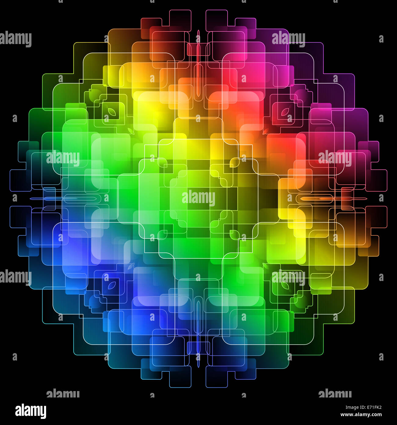 Abstract background with spectrum digital screens overlapping ...