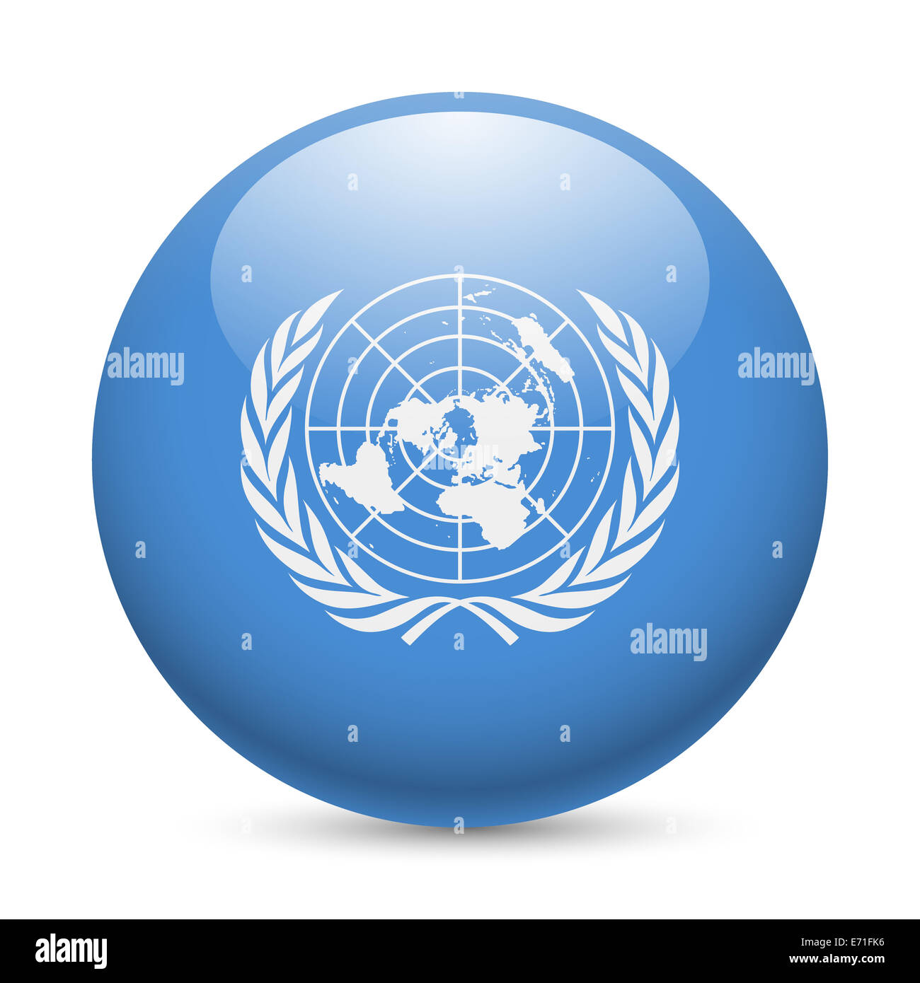 Flag of United Nations as round glossy icon. Button with flag design ...