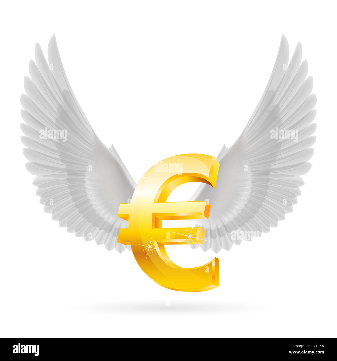 Shiny golden euro symbol with white wings Stock Photo - Alamy