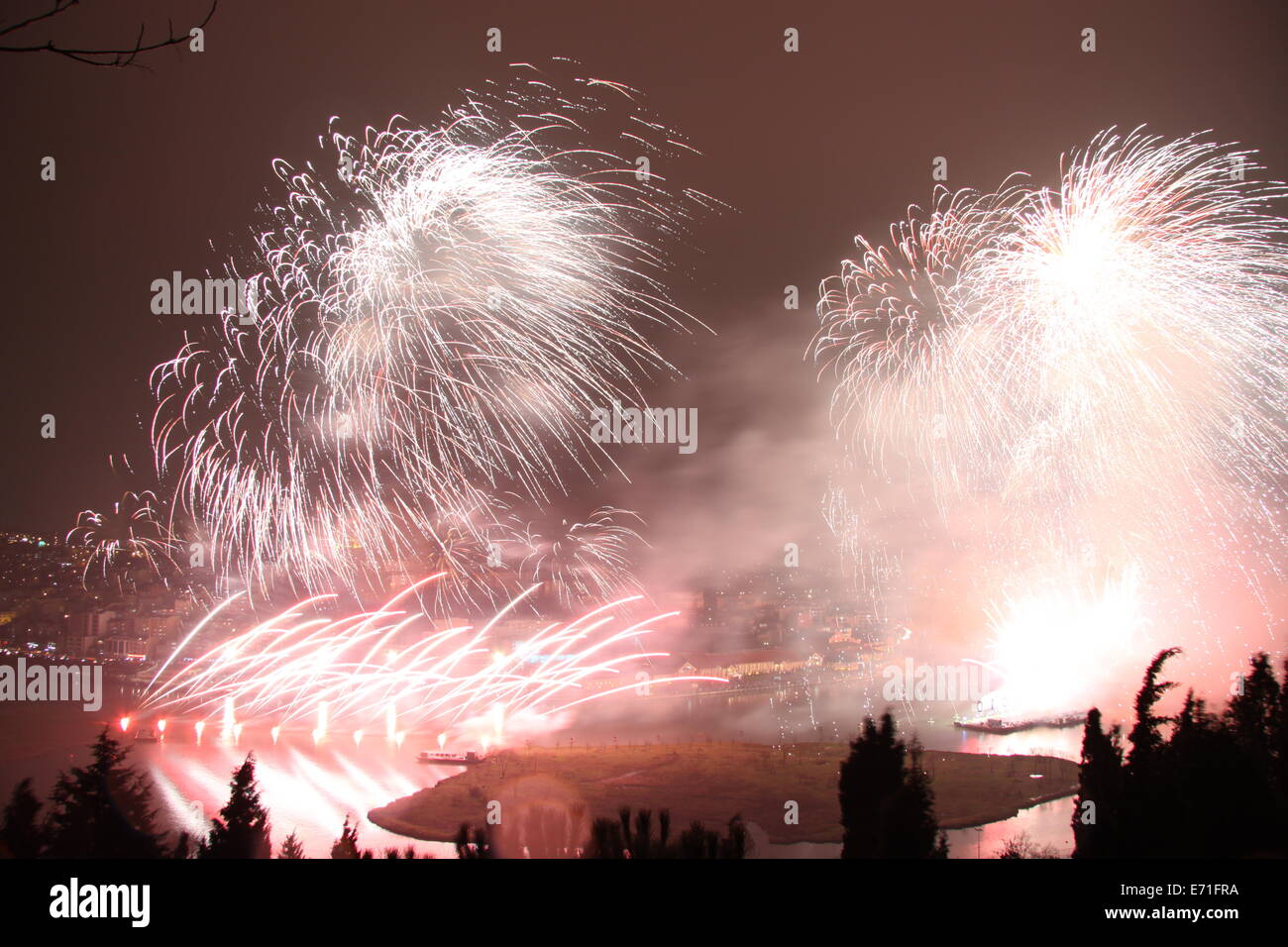 Fireworks over Halic Istanbul Stock Photo - Alamy