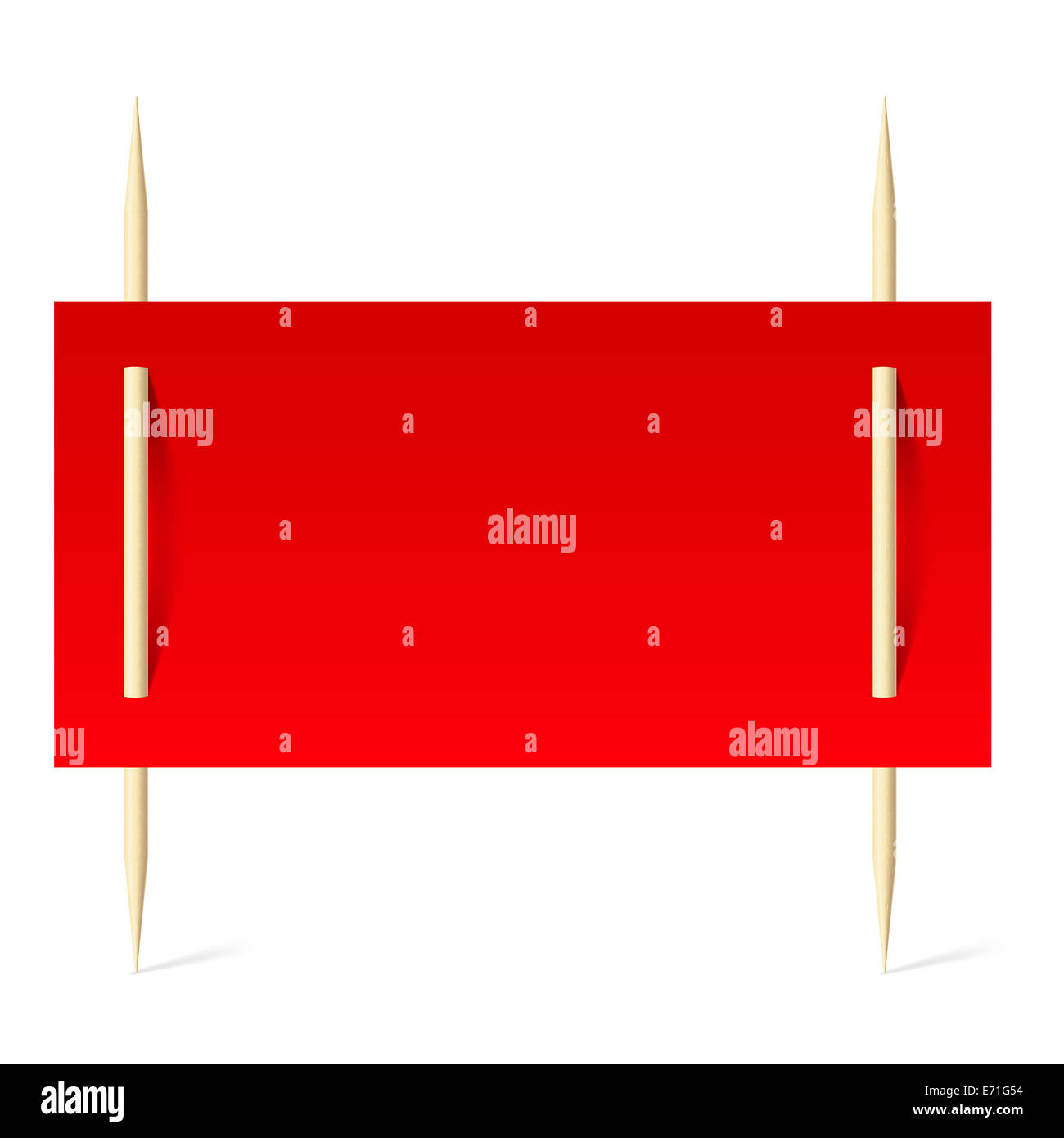 Blank banner with red paper on toothpicks. Illustration on white ...