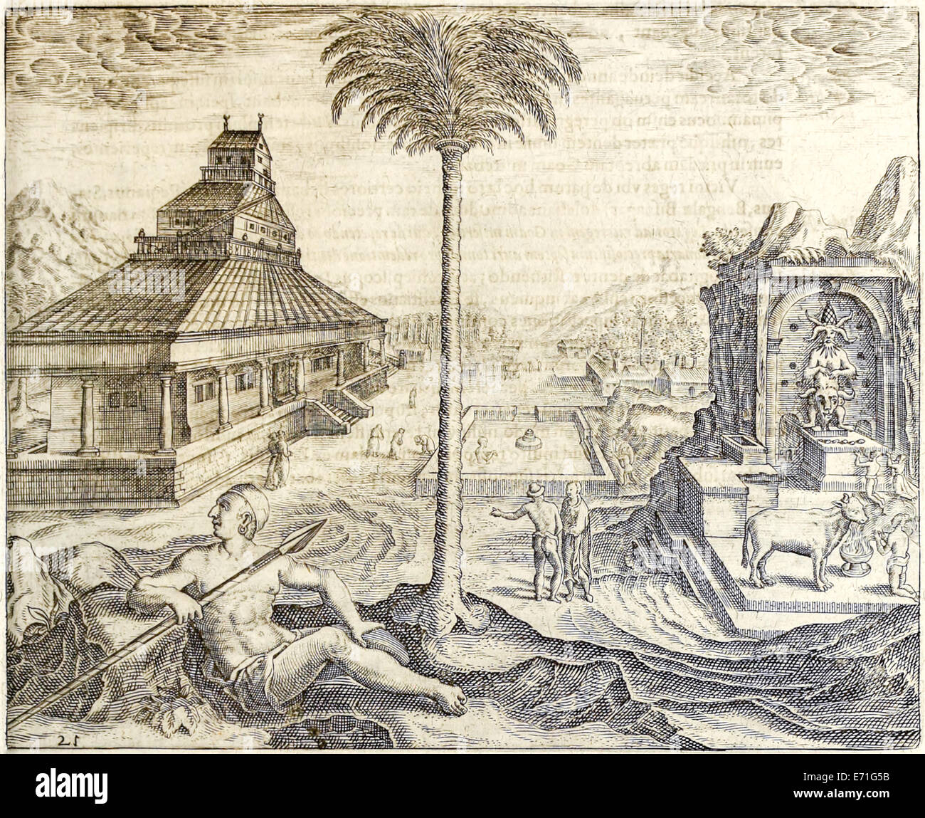 Illustration from "Indiae Orientalis" 1599 by Theodor de Bry. See ...
