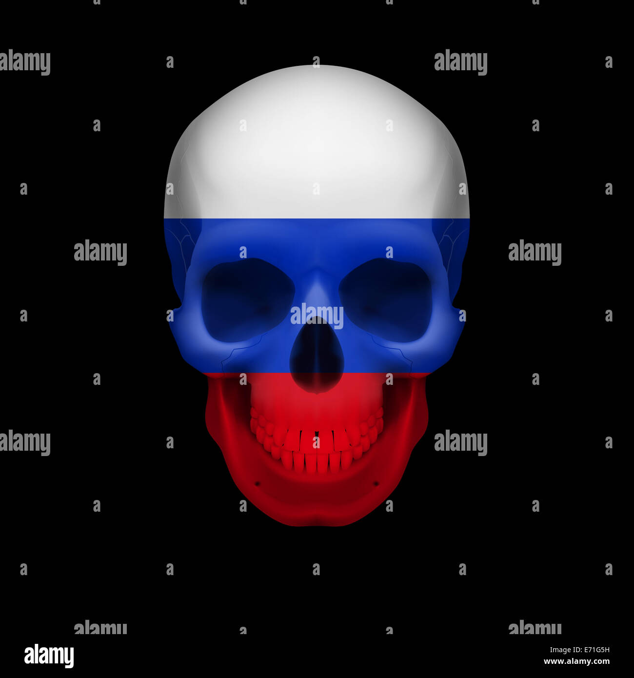 Human skull with flag of Russian Federation. Threat to national ...