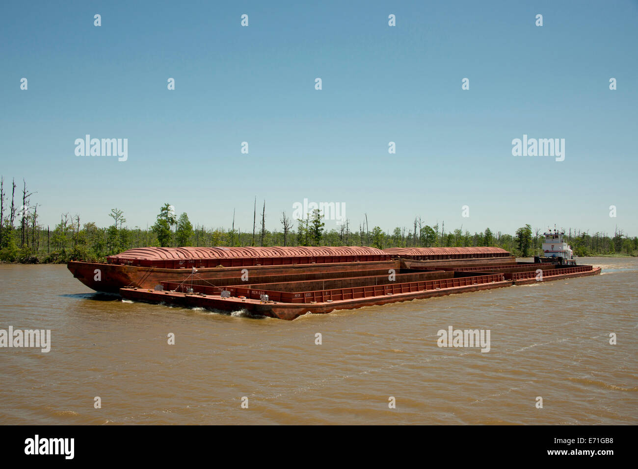 USA, Alabama, Mobile. Mobile River barge traffic. (Large format sizes ...