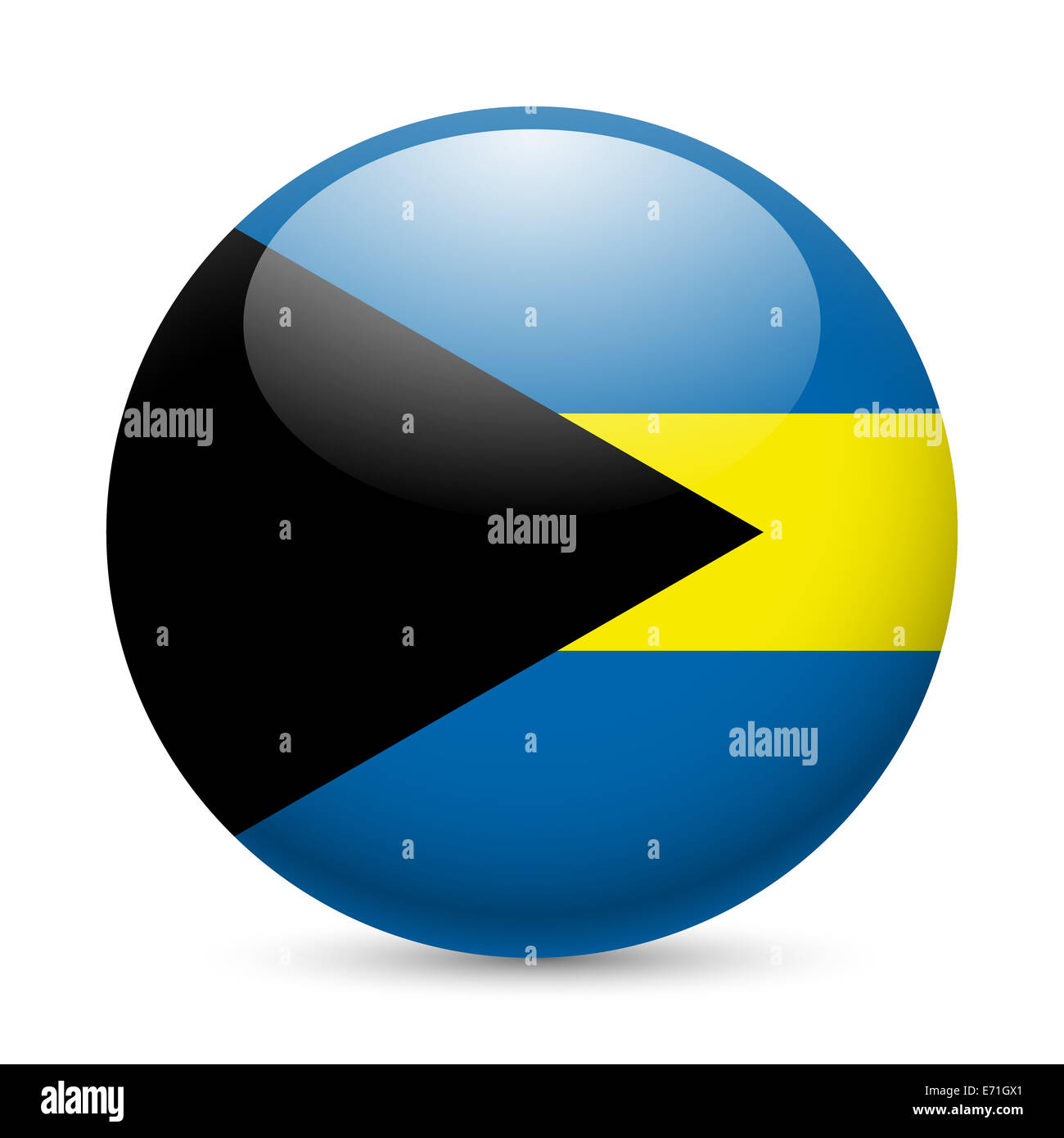 Flag of the Bahamas as round glossy icon. Button with Bahamian flag ...