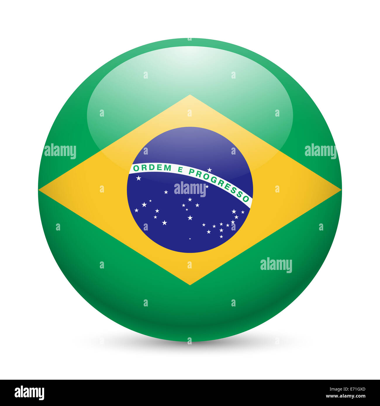 Flag of Brazil as round glossy icon. Button with Brazilian flag Stock ...