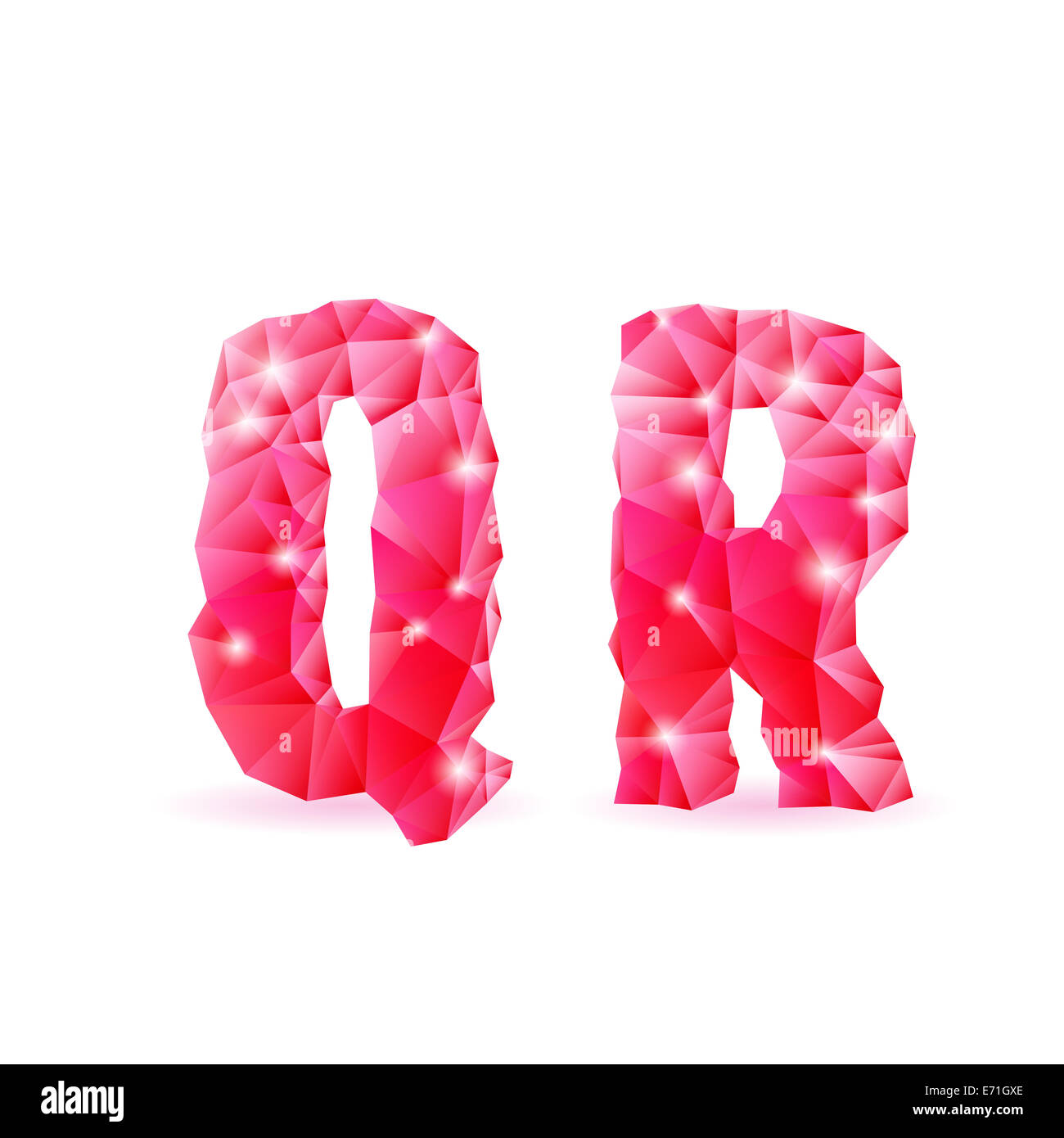 Shiny ruby polygonal font. Crystal style Q and R letters Stock Photo ...