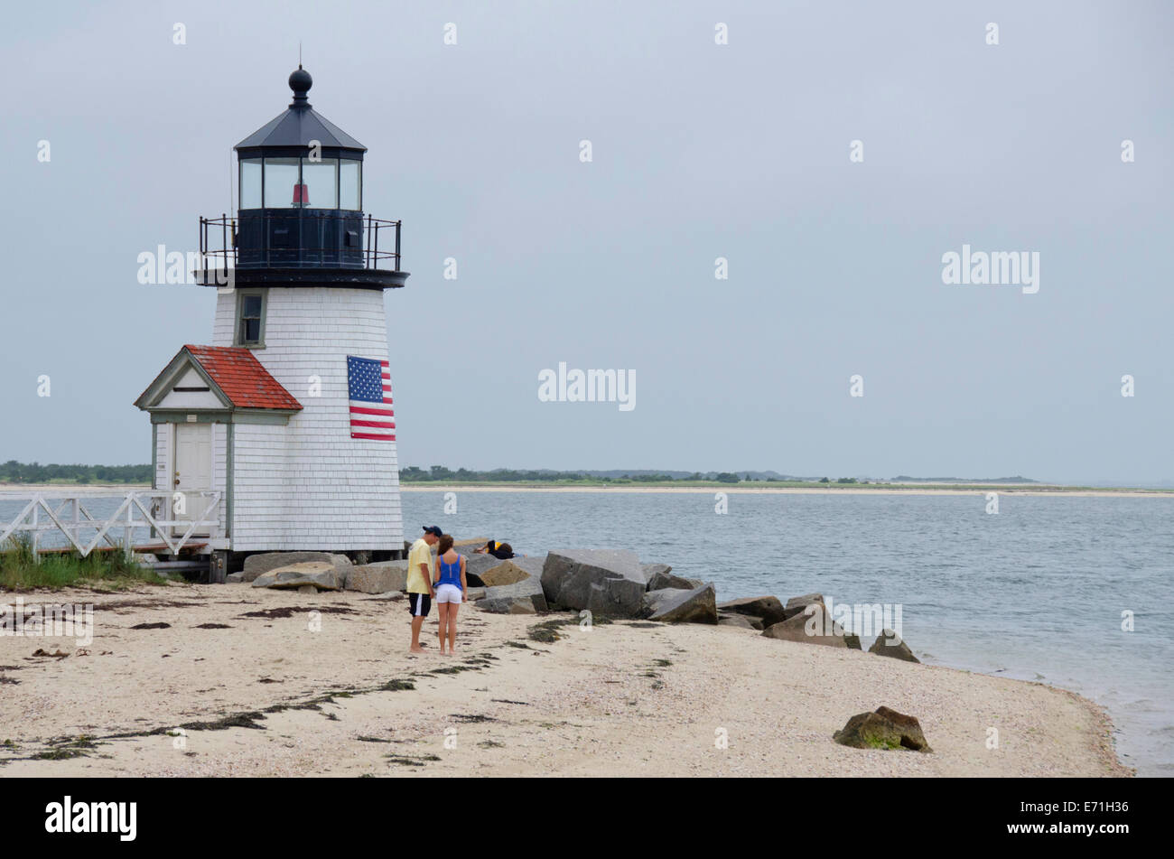 USA, Massachusetts, Nantucket. Brant Point Lighthouse is a Nantucket ...