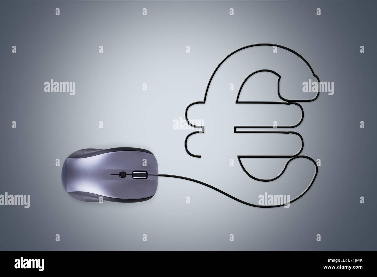 Mouse with cable in form of euro sign over dark background Stock Photo ...
