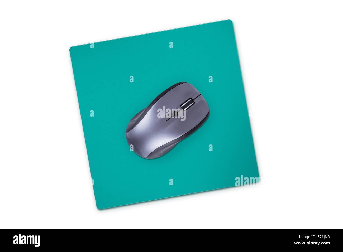 Wireless computer mouse with green pad, isolated on white background ...