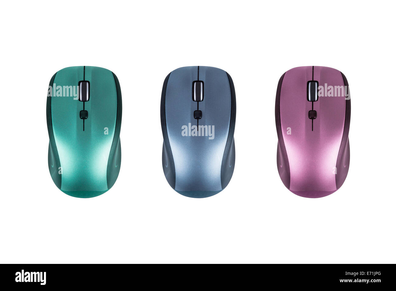 Colorful variations of wireless desktop computer mouses, isolated on ...