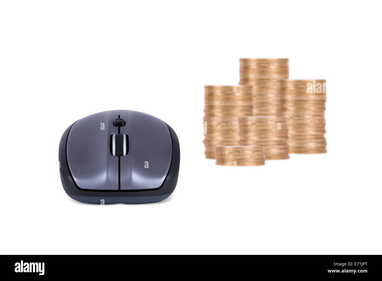 Mouse and coins, isolated on white background Stock Photo - Alamy
