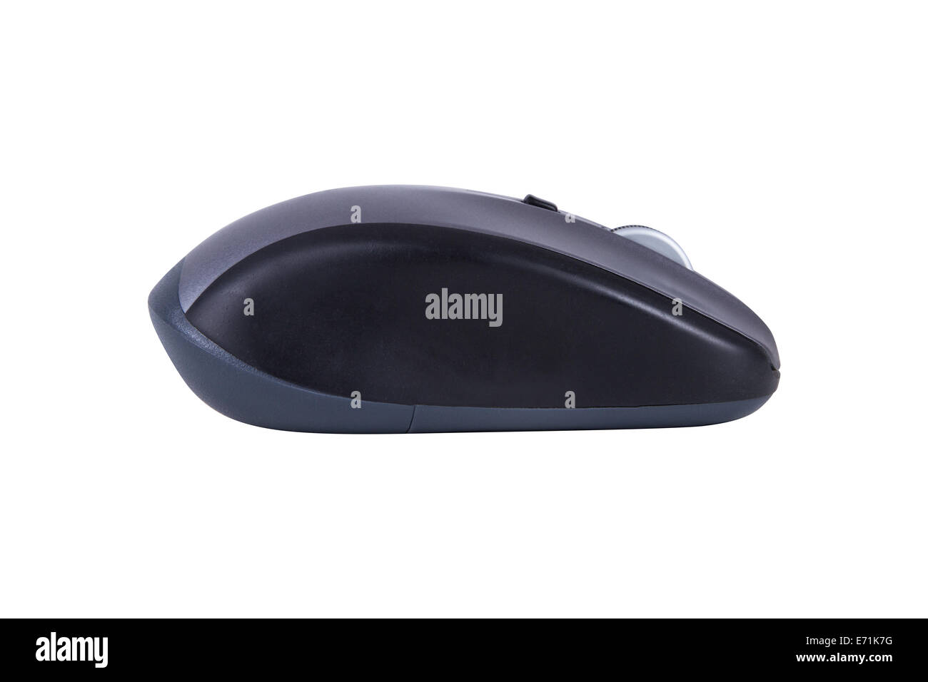 Single wireless mouse of desktop computer, side view, isolated on white ...