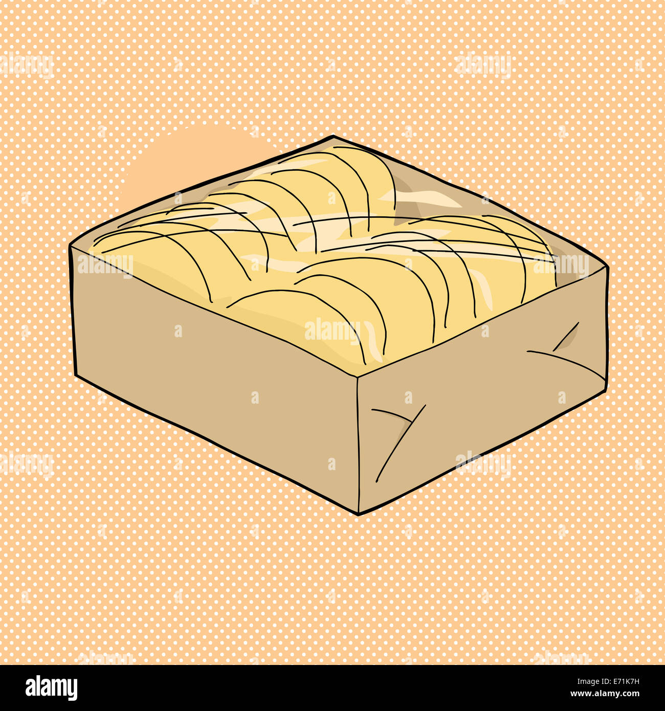 Hand drawn cartoon box of taco shells over halftone Stock Photo - Alamy