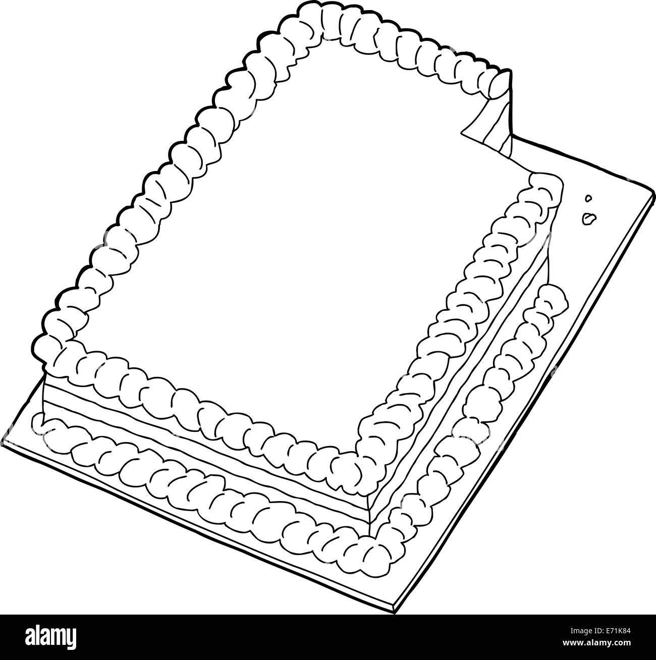 Fancy sheet cake with missing slice in black outline Stock Photo - Alamy
