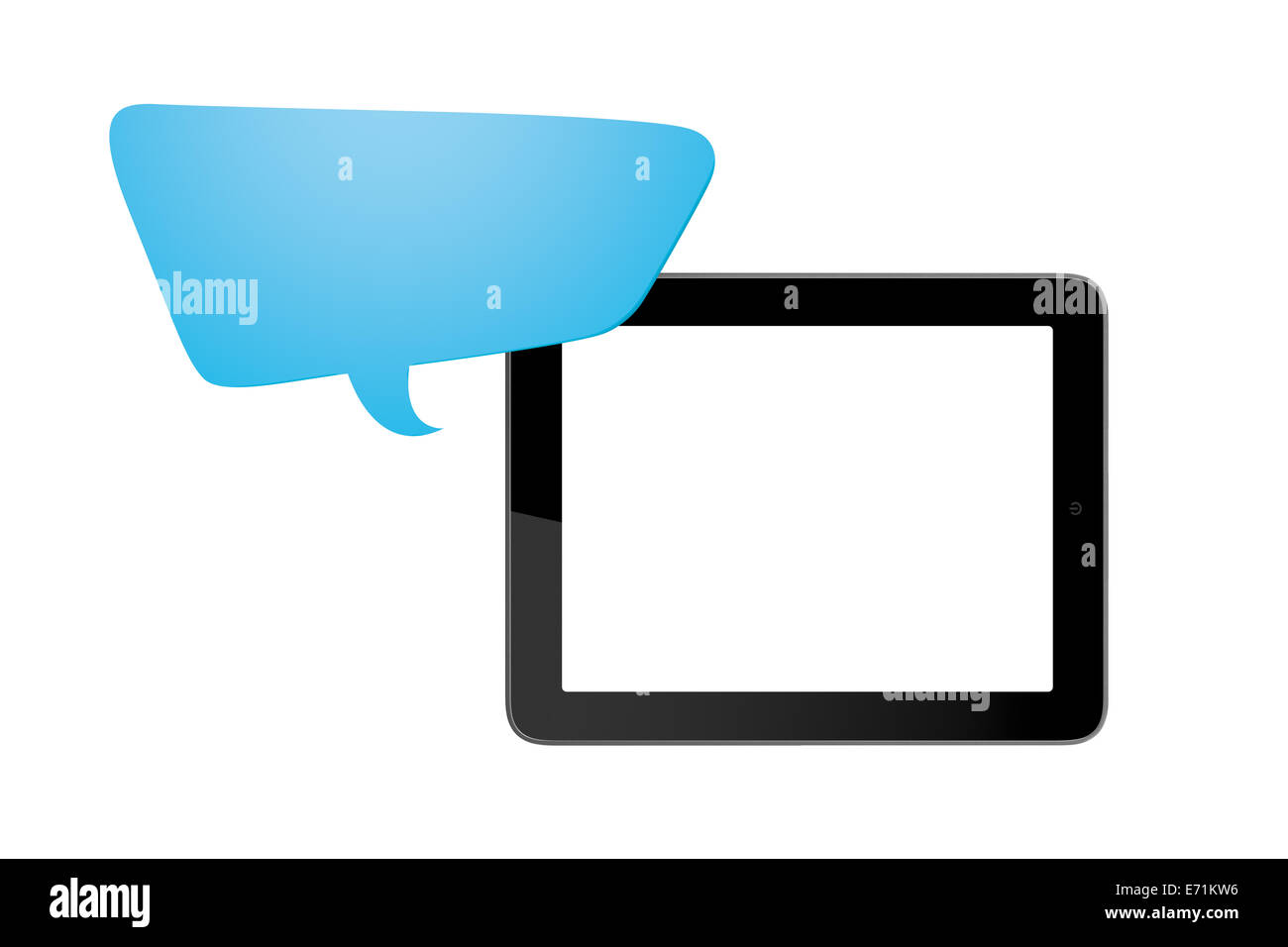 Communication technology concept, blue speech bubble with blank screen ...