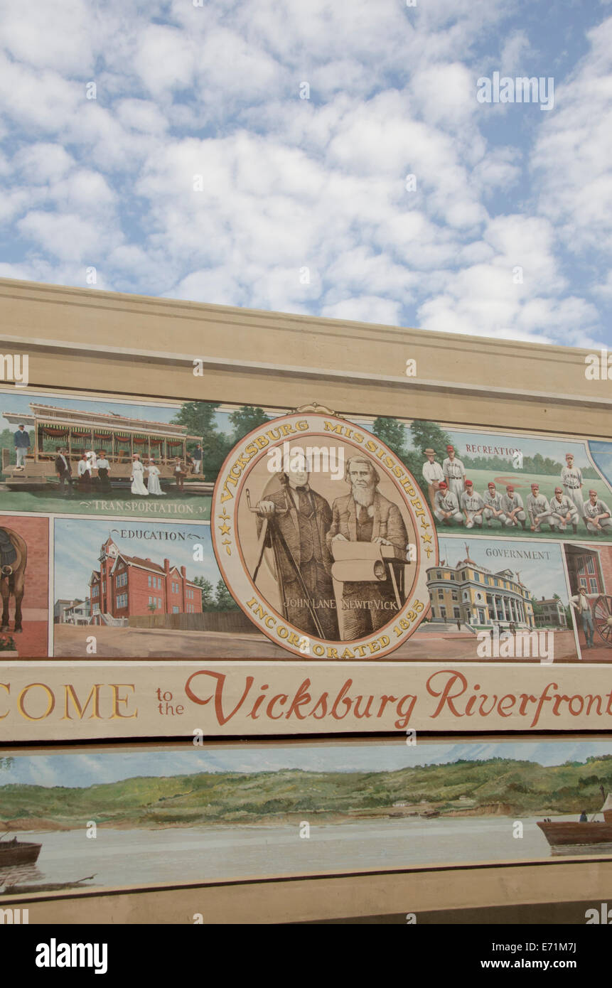 USA, Mississippi, Vicksburg. Vicksburg Riverfront Murals, paintings of ...