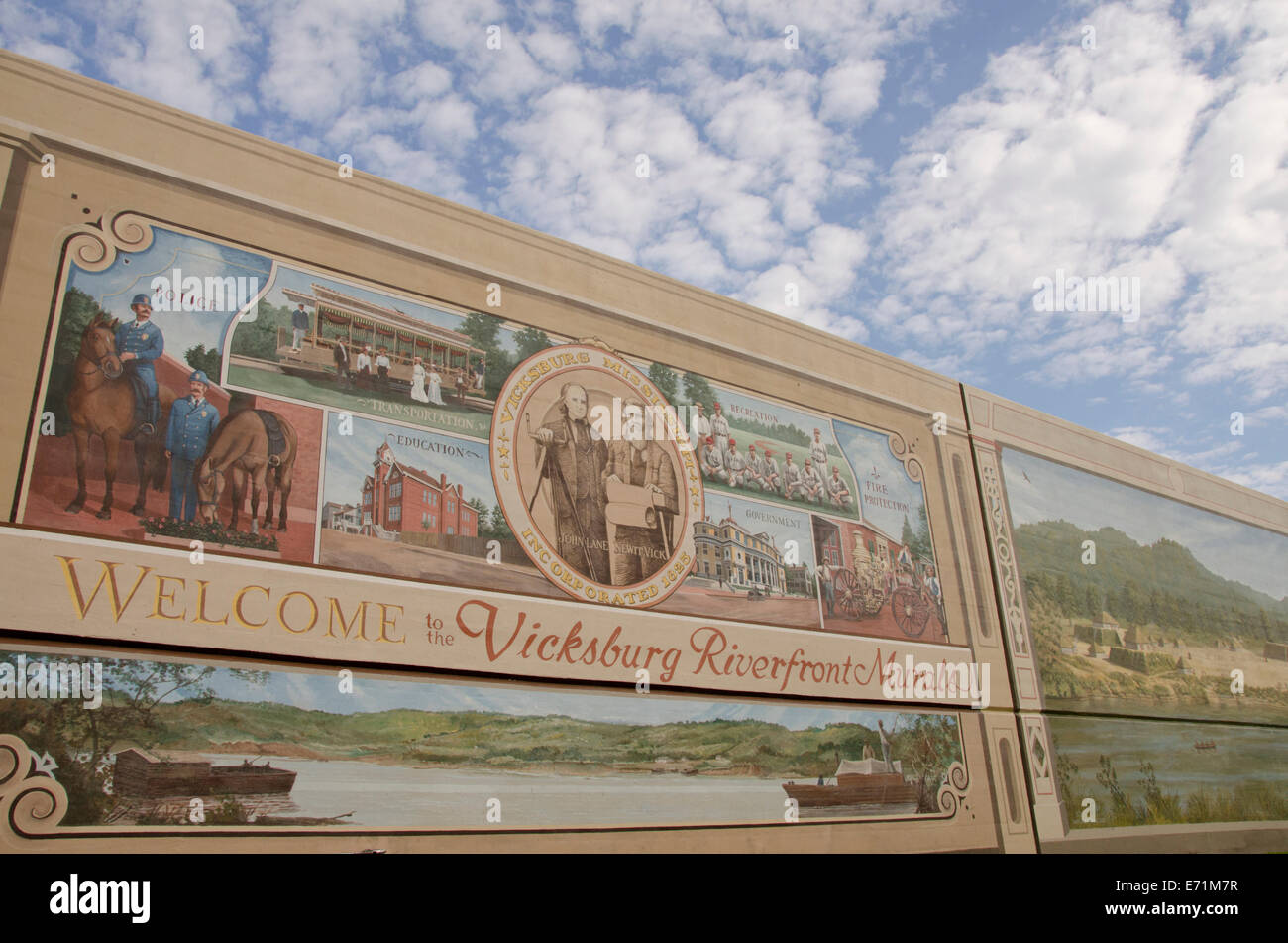 USA, Mississippi, Vicksburg. Vicksburg Riverfront Murals, paintings of ...