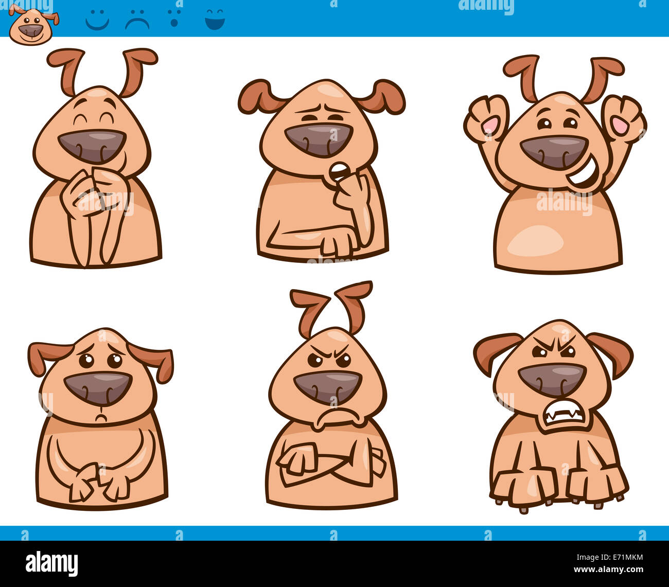 Cartoon Illustration of Funny Dogs Expressing Emotions Set Stock Photo ...