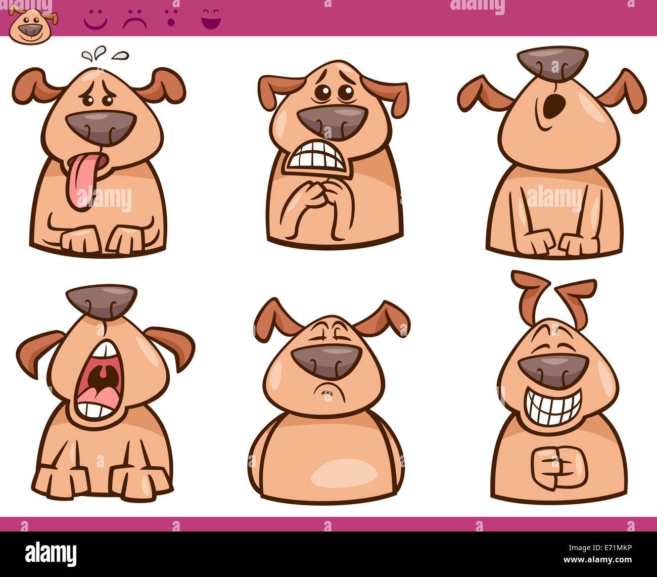 Cartoon Illustration of Funny Dogs Expressing Emotions Set Stock Photo ...
