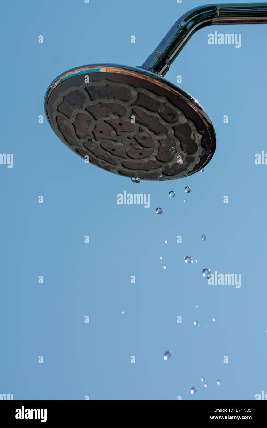 Outdoor Shower Head With Water Drops Stock Photo - Alamy