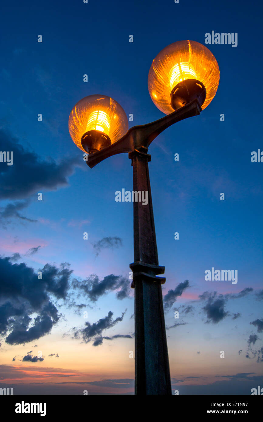 Scenic Streetlamp With Cloudy Night Sky Stock Photo - Alamy