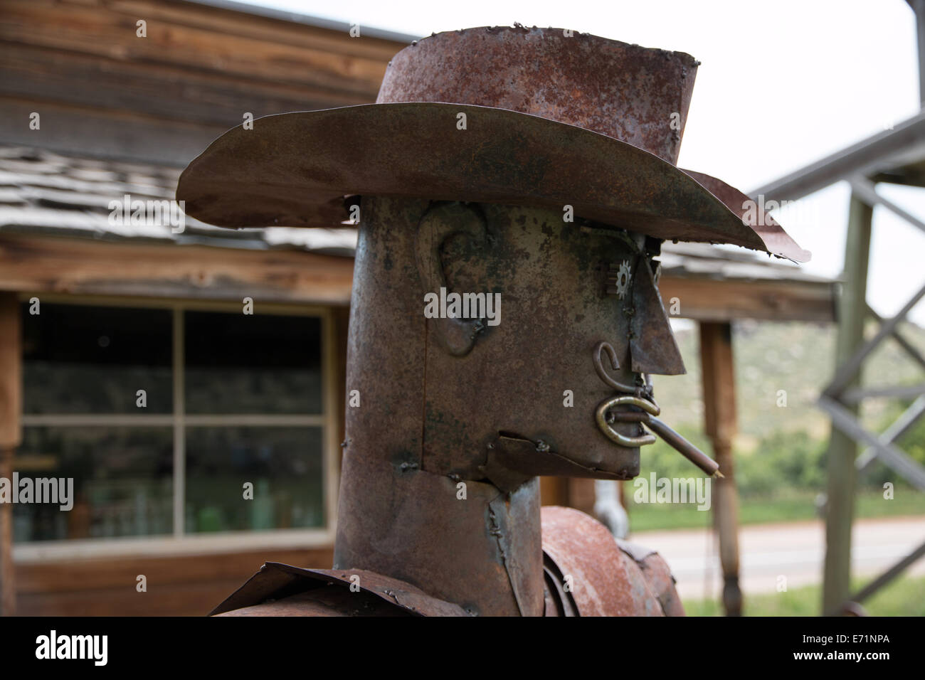 A metal statue of a Sherriff in Masonville, CO Stock Photo - Alamy