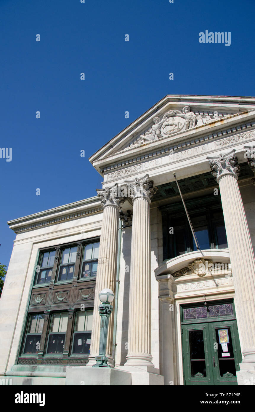 USA, New England, Rhode Island, Bristol. Historic Colt Memorial School ...
