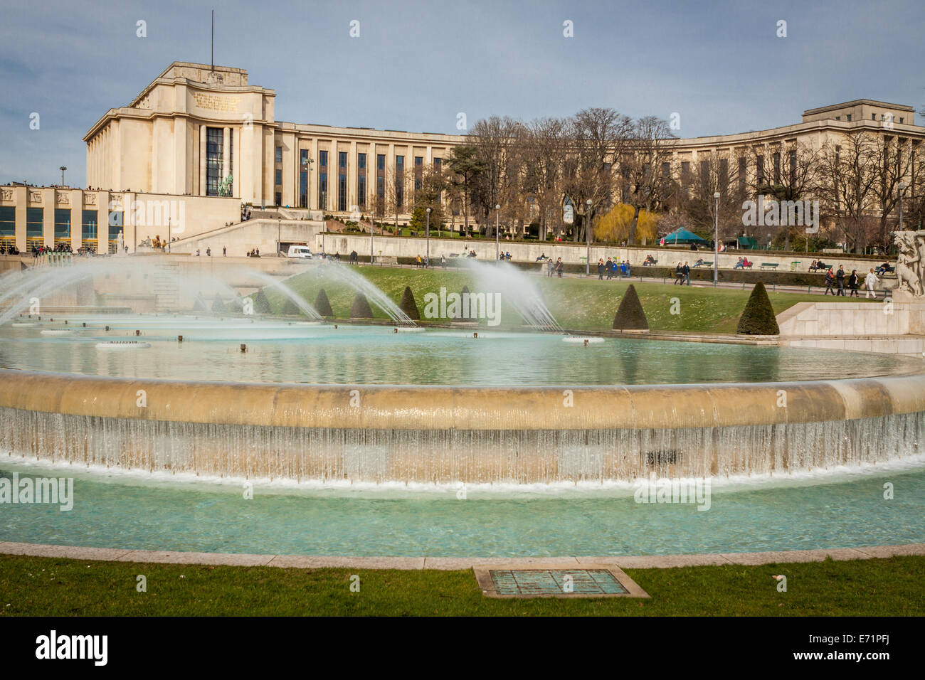Architecture and Fountain in Paris france near eiffel tower park ...