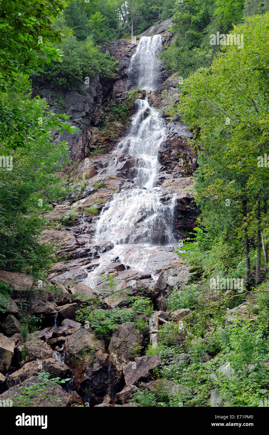 Cascading water over rocks in Black Beaver Falls in Agawa Canyon Stock ...
