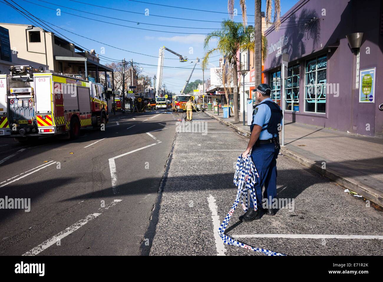 Rozelle, Sydney, Australia. 4th Sep, 2014. Police Line at scene of fire ...