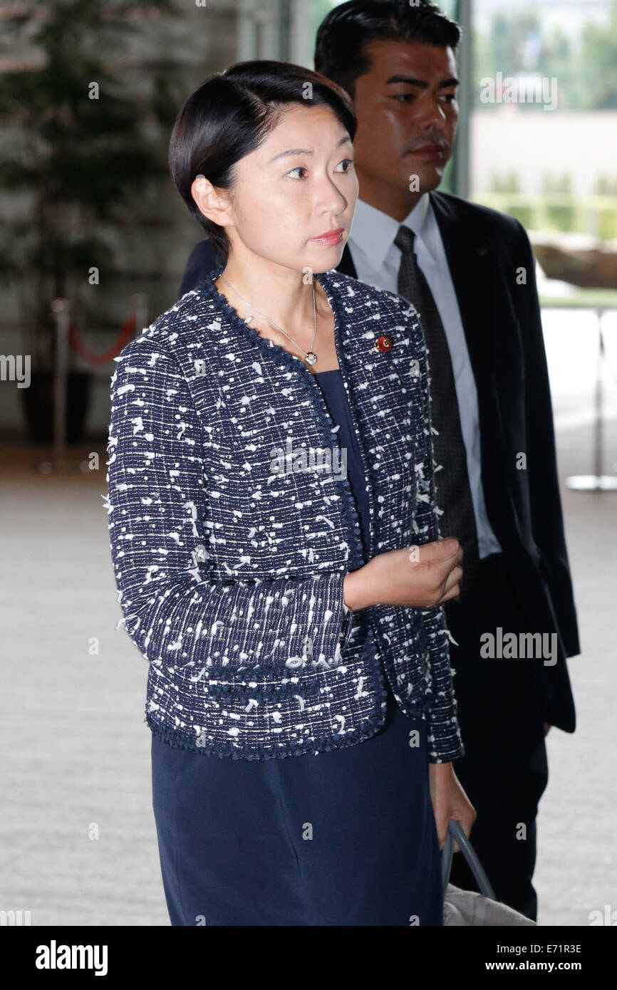 Tokyo, Japan. 3rd Sep, 2014. Yuko Obuchi arrives at Prime Minister ...