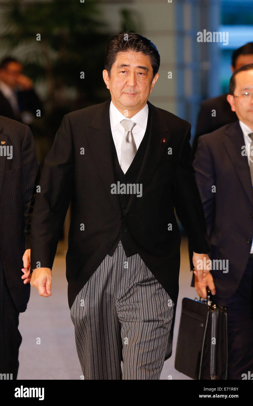 Tokyo, Japan. 3rd Sep, 2014. Prime Minister Shinzo Abe wears formal ...
