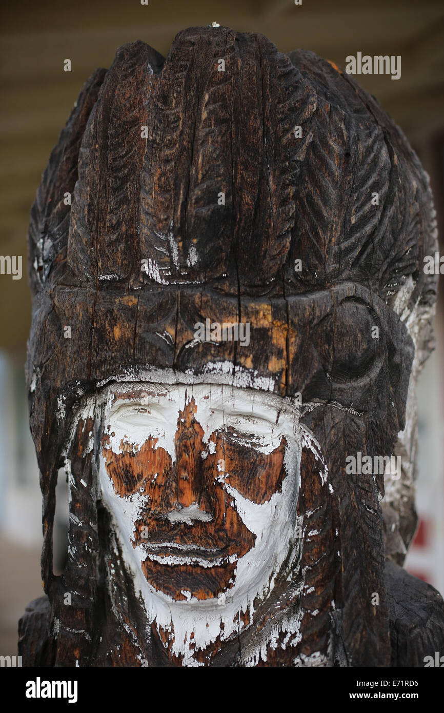 An old carved wooden Indian Stock Photo - Alamy