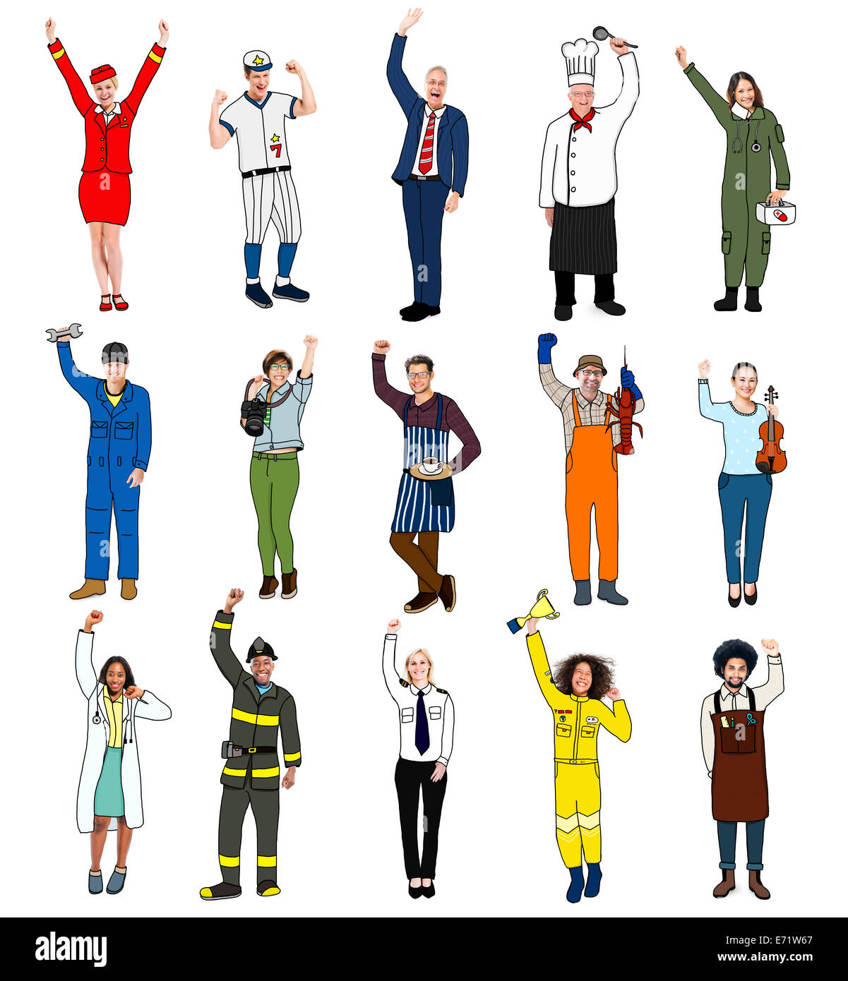 Group of Diverse Multiethnic People with Different Jobs Stock Photo - Alamy