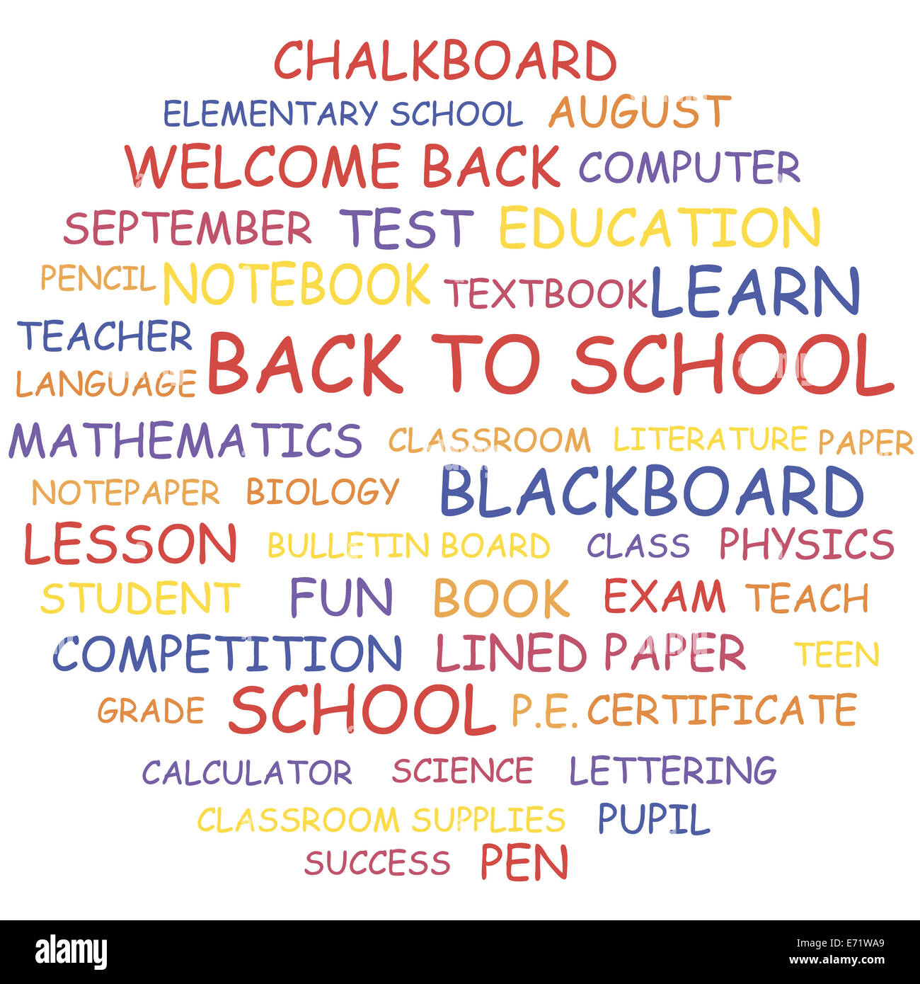 Back to School. Word cloud concept. Vector illustration Stock Photo - Alamy