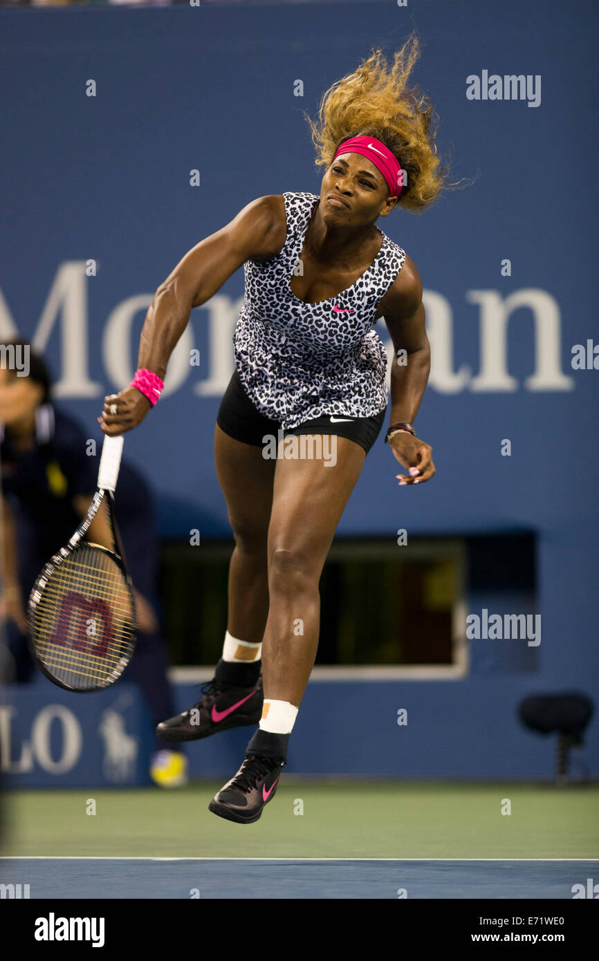 Serena Williams (USA) in first round action during Day 2 of the US Open ...
