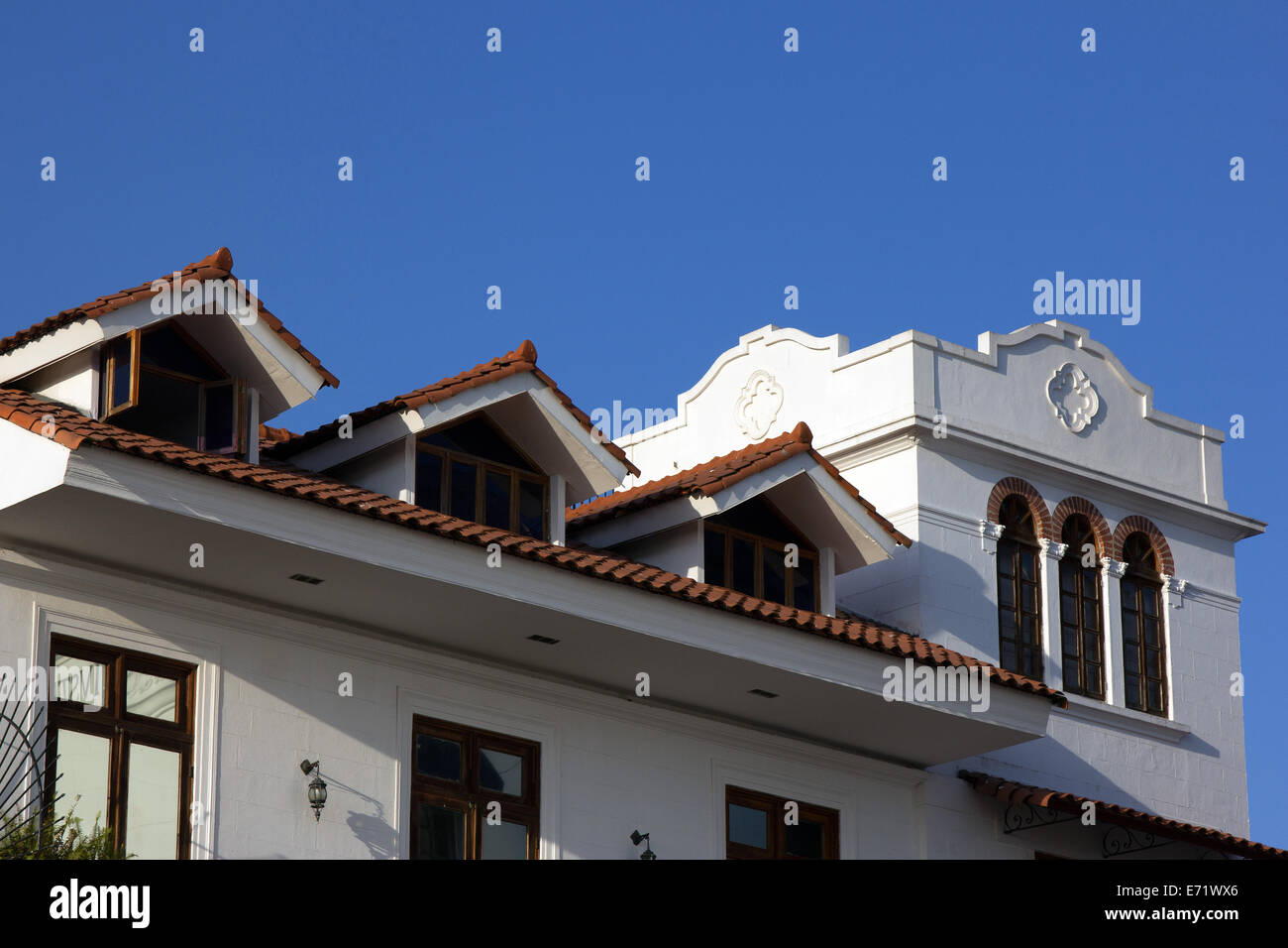Colonial architecture in the roof of some buildings at Panama City's ...