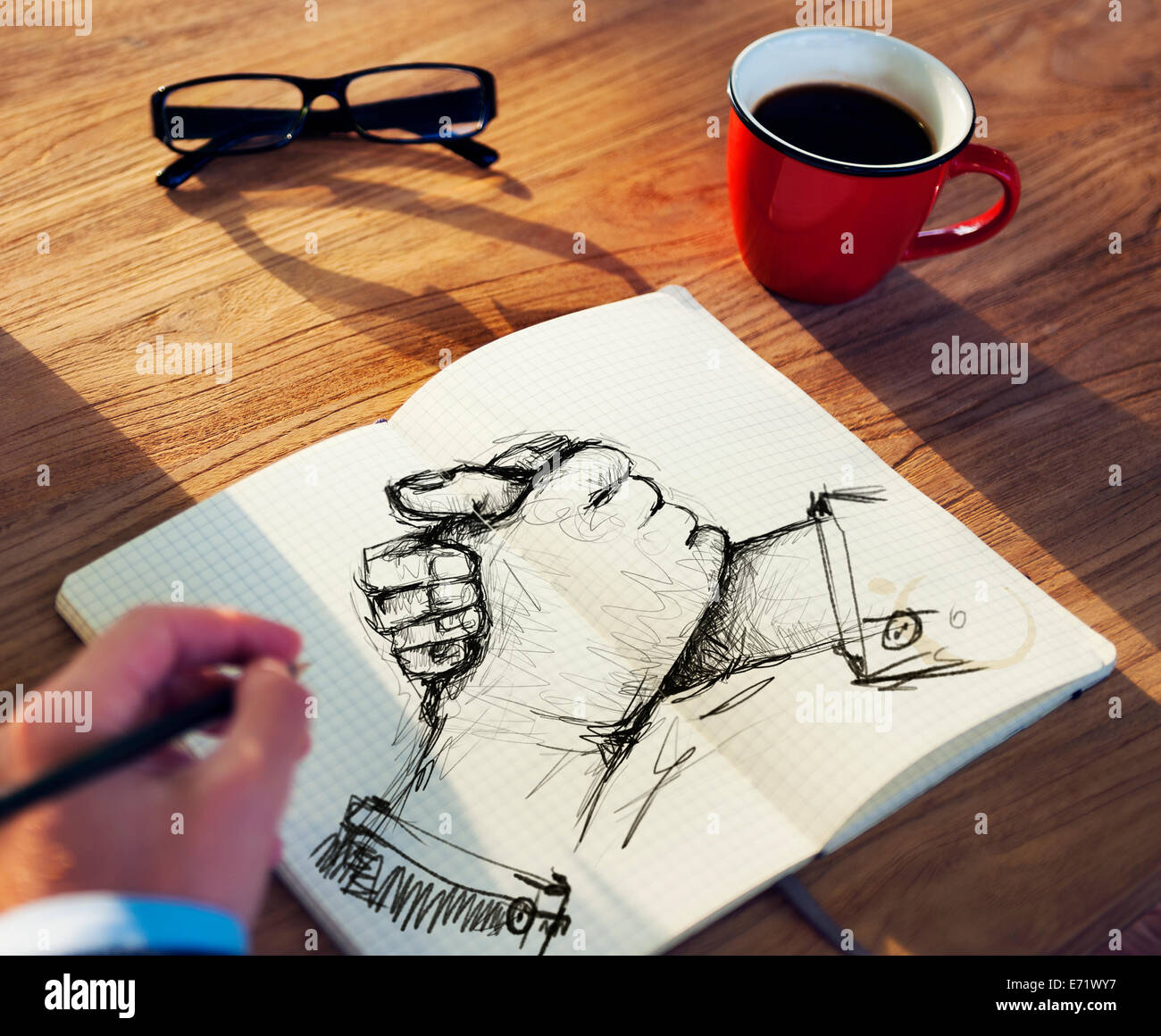 Man with a Note Pad and Togetherness Concepts Stock Photo - Alamy