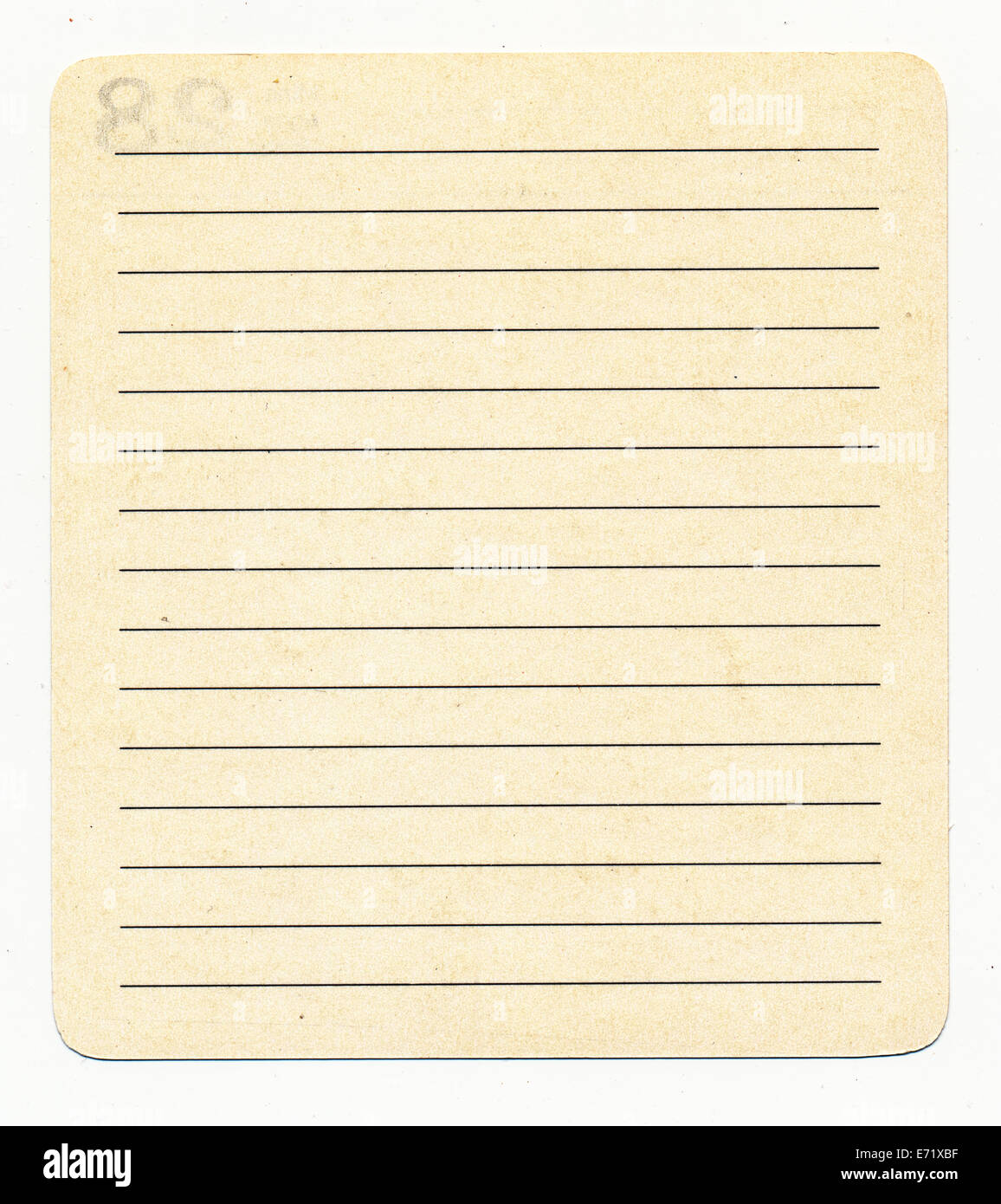 isolated ancient used index card paper with lines background Stock ...
