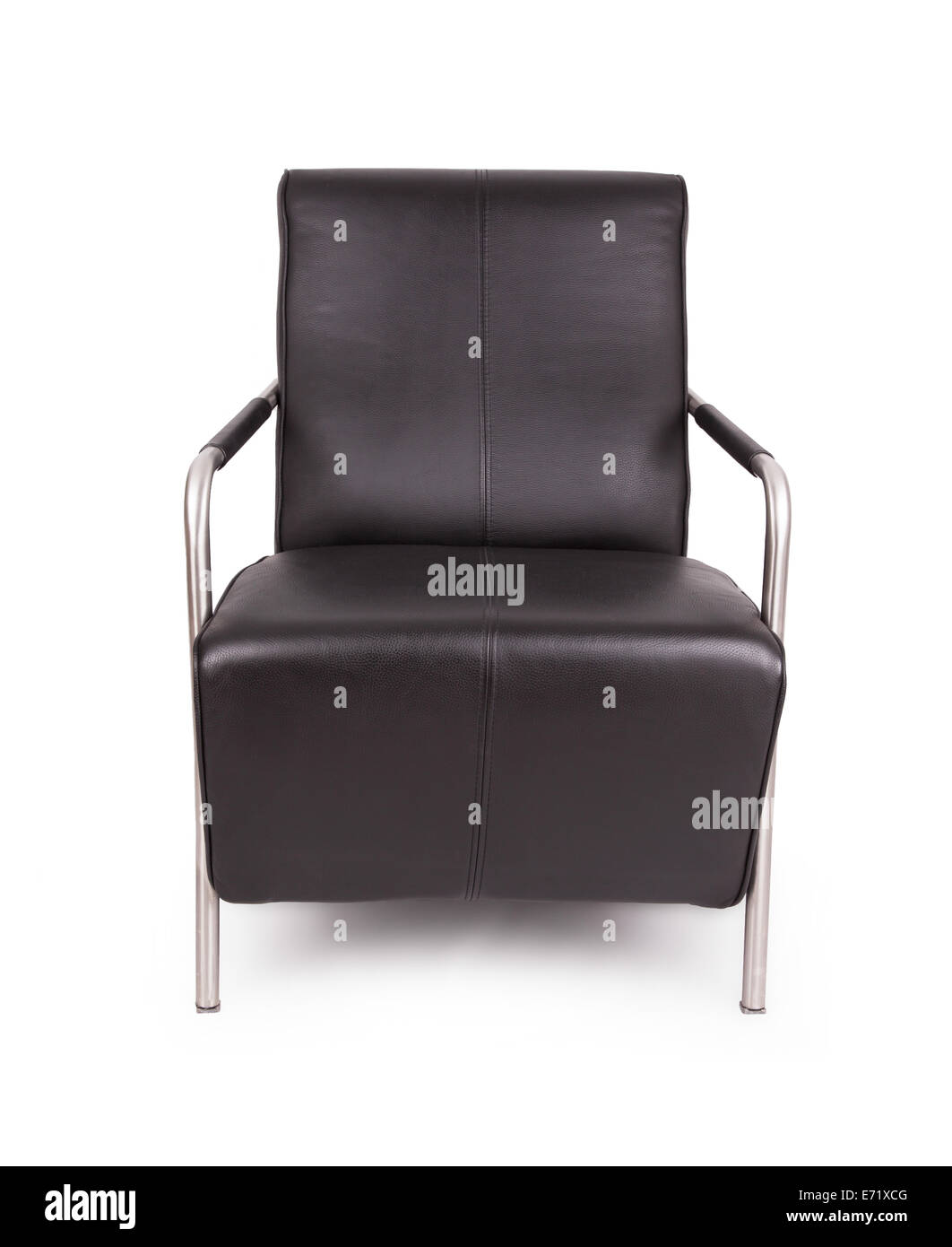 Black leather lounge chair, isolated on white Stock Photo - Alamy