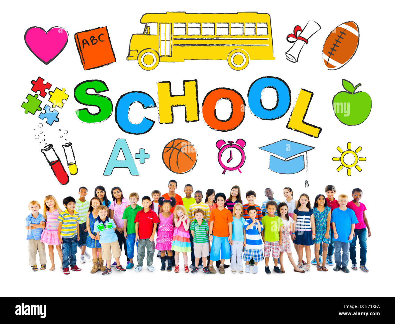 Group of Children and Education Concept Stock Photo - Alamy