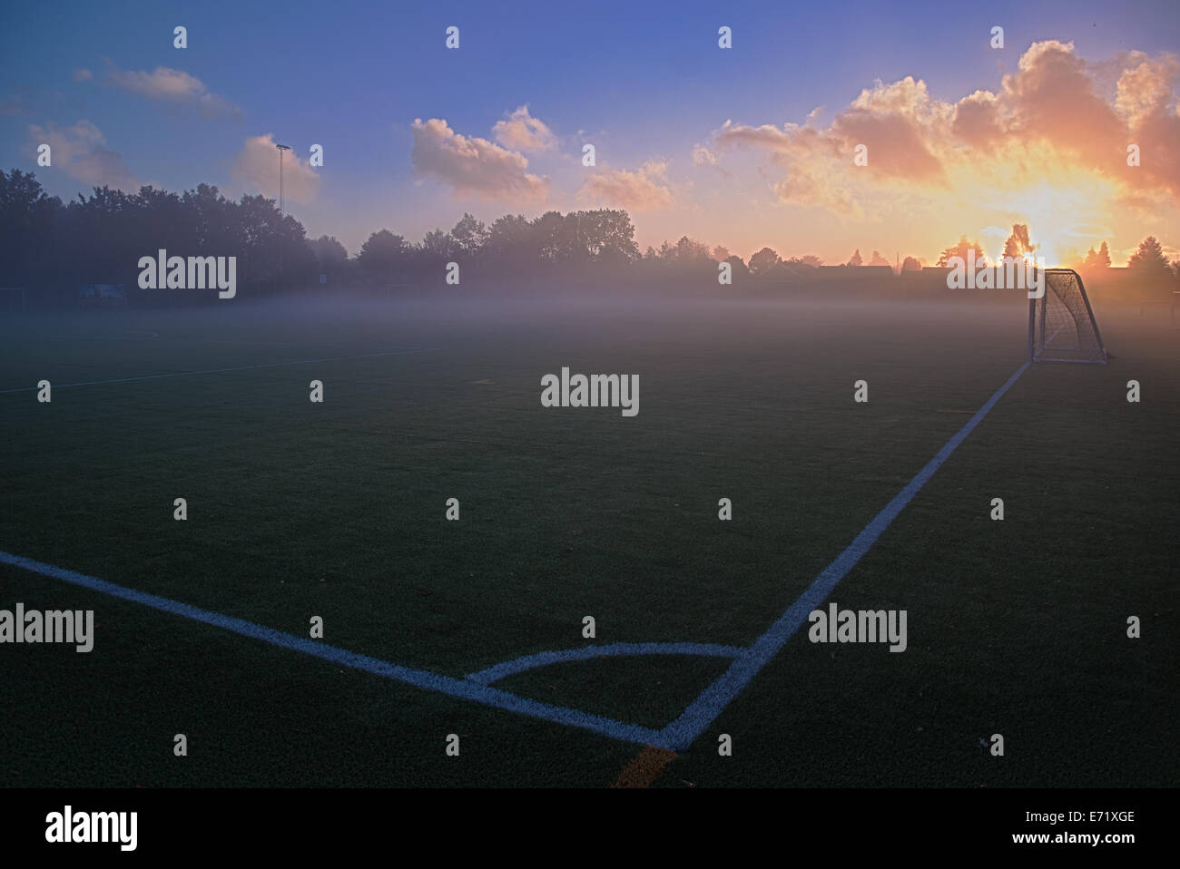 Blue football pitch hi-res stock photography and images - Alamy