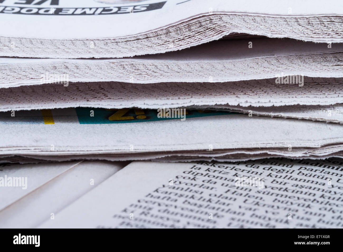 Close up view of newspapers Stock Photo - Alamy