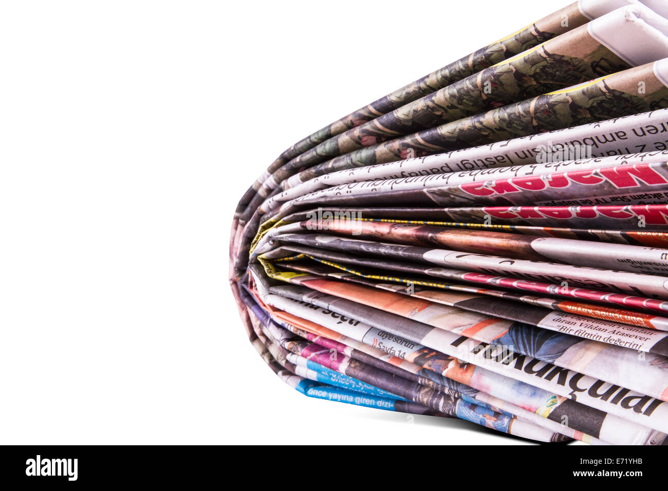 Stack of newspapers with copy space, isolated on white background Stock ...