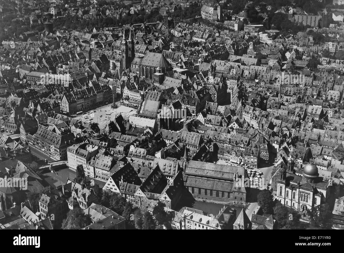 Historical aerial view of Nuremberg in 1936, reproduction, Nuremberg ...